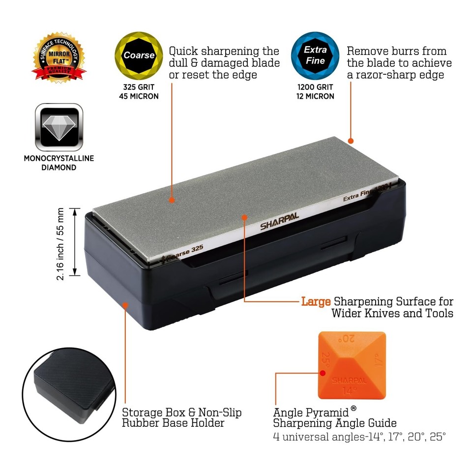SHARPAL 162N Double-sided Diamond Sharpening Stone Whetstone Knife ...
