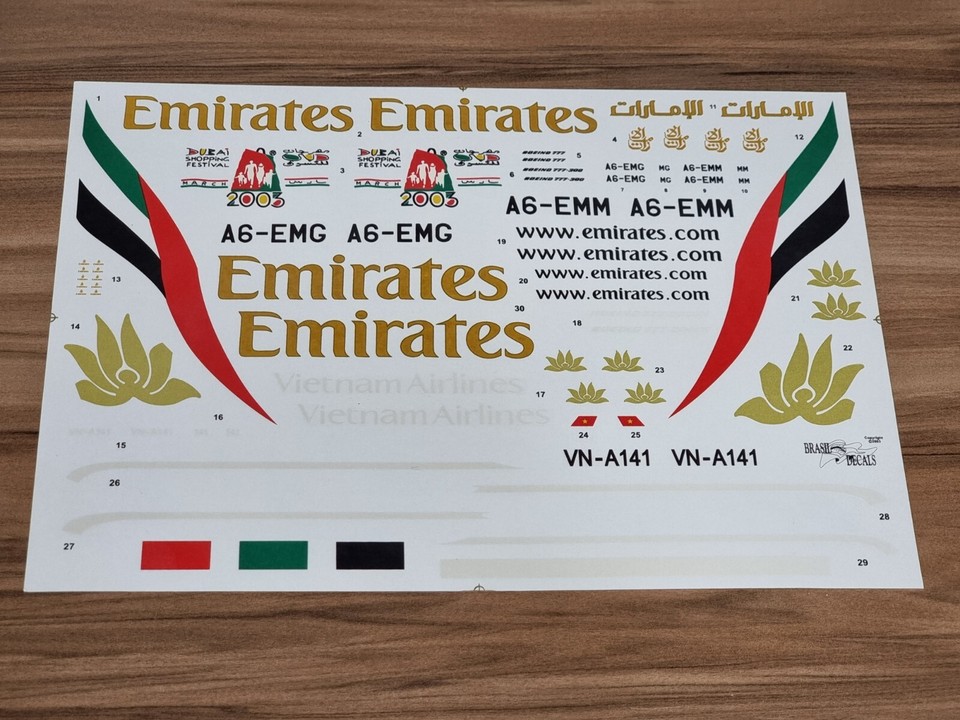 Boeing 777 Emirates & Vietnam Brasil Decals BD144-252 1/144 | eBay