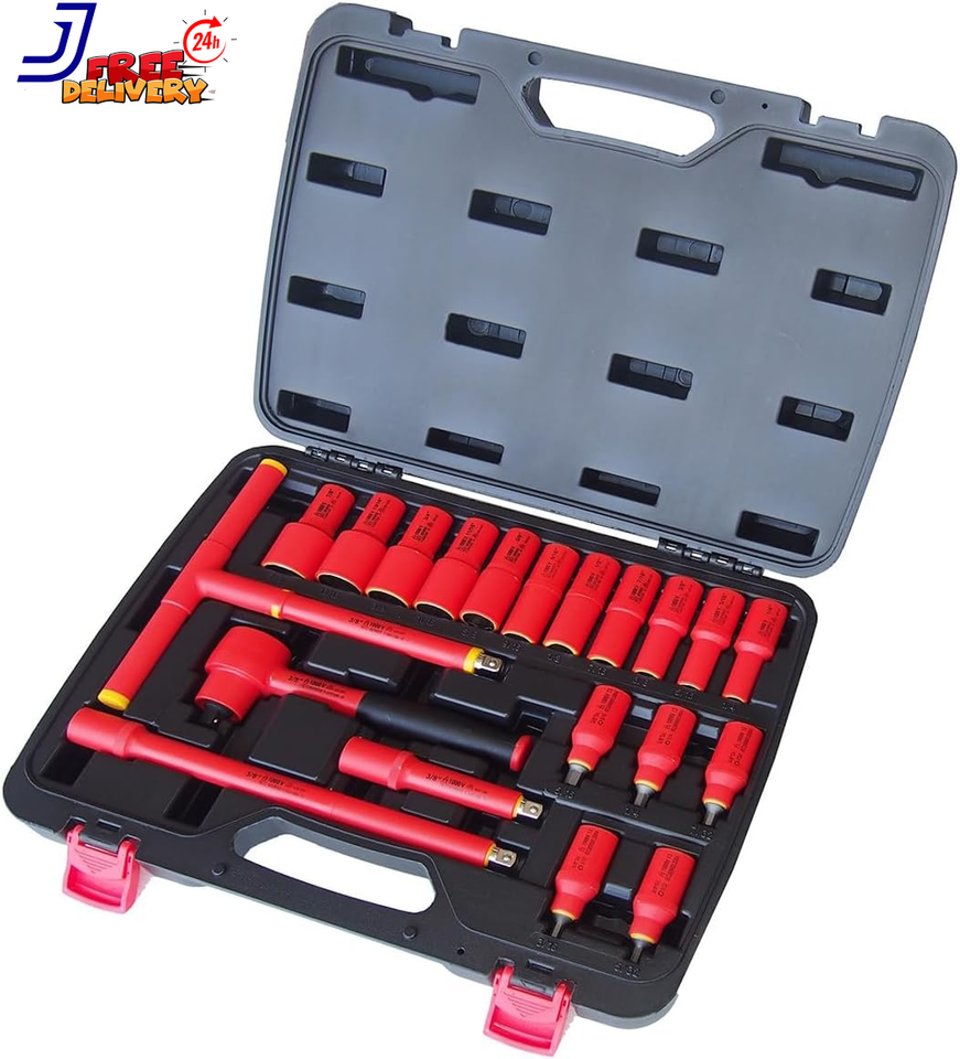 1000V Insulated SAE Socket Set 20 Piece 3/8" Drive 5 Hex Bits US ONLY ...