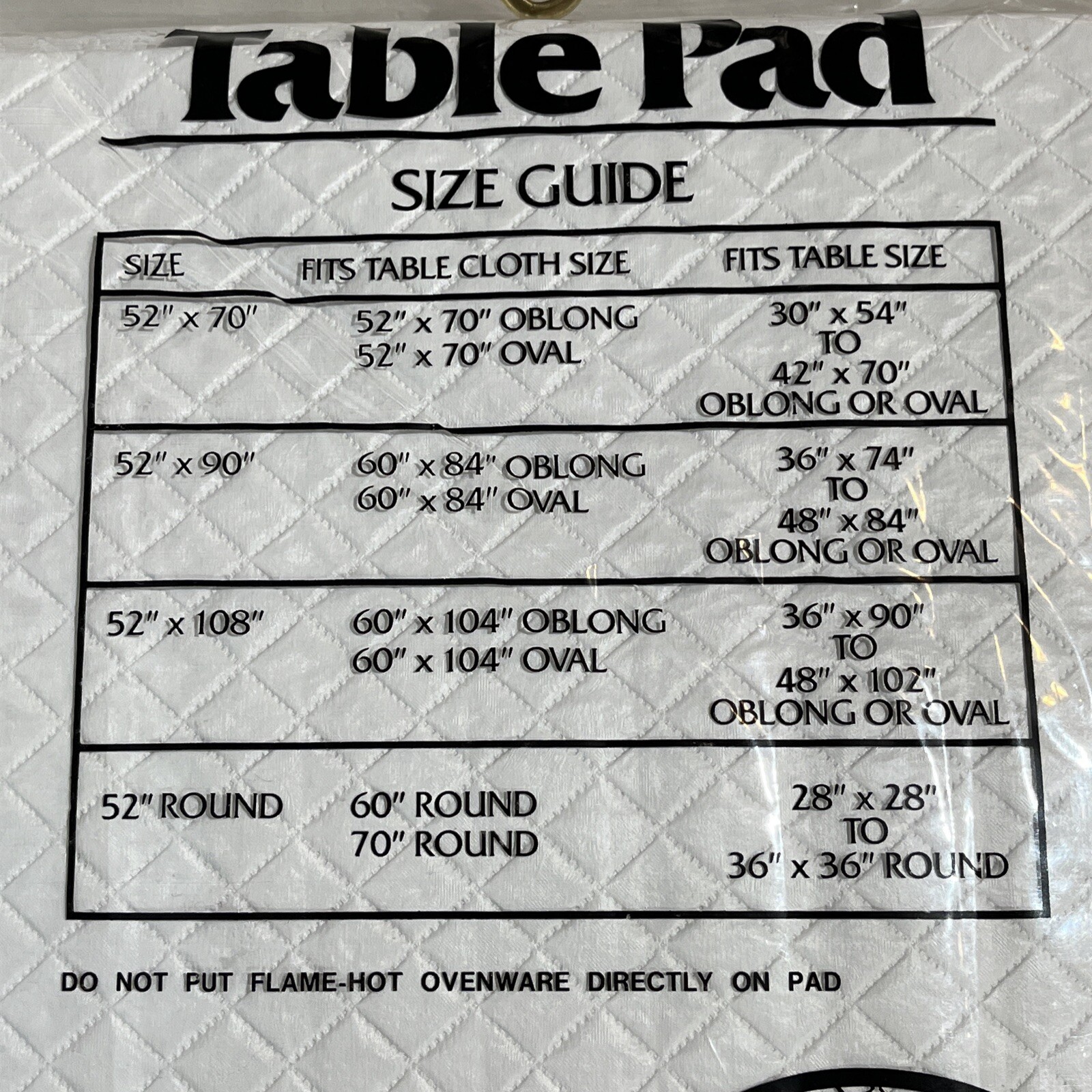 Lisa Quilted Flannel Backed Table Pad 52 X 90 Oblong Cut To Size | eBay