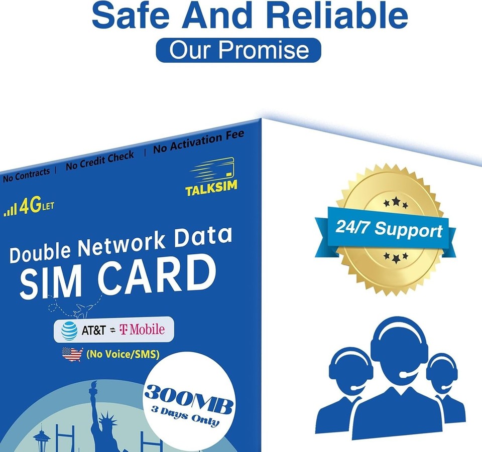 Prepaid 4G LTE Cellular SIM Card Supports AT&T, T-Mobile UNLOCKED ...