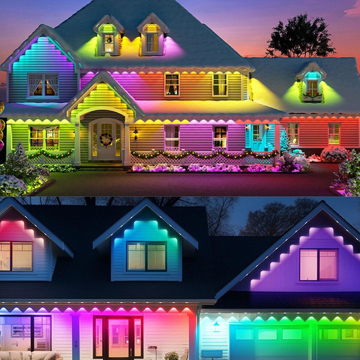 2M-20M Smart Rainbow LED Permanent Outdoor Lights USB Bluetooth APP ...