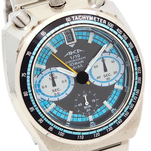 SEIKO ALBA AKA V657-6060 Quartz BullHead Chronograph Brown Watch ...