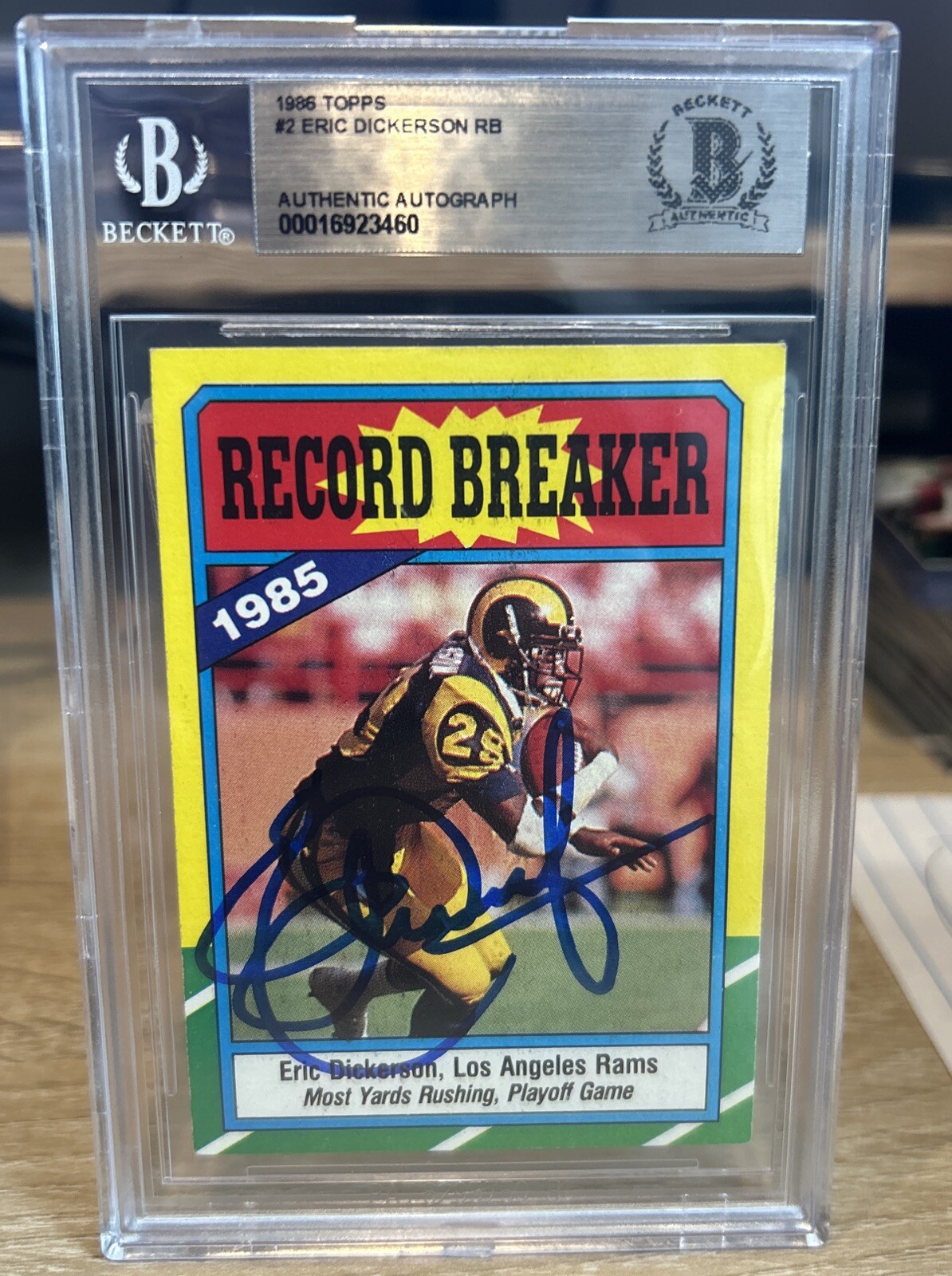 Signed 1986 Topps Record Breaker #2 Eric Dickerson Beckett BAS Slab | eBay