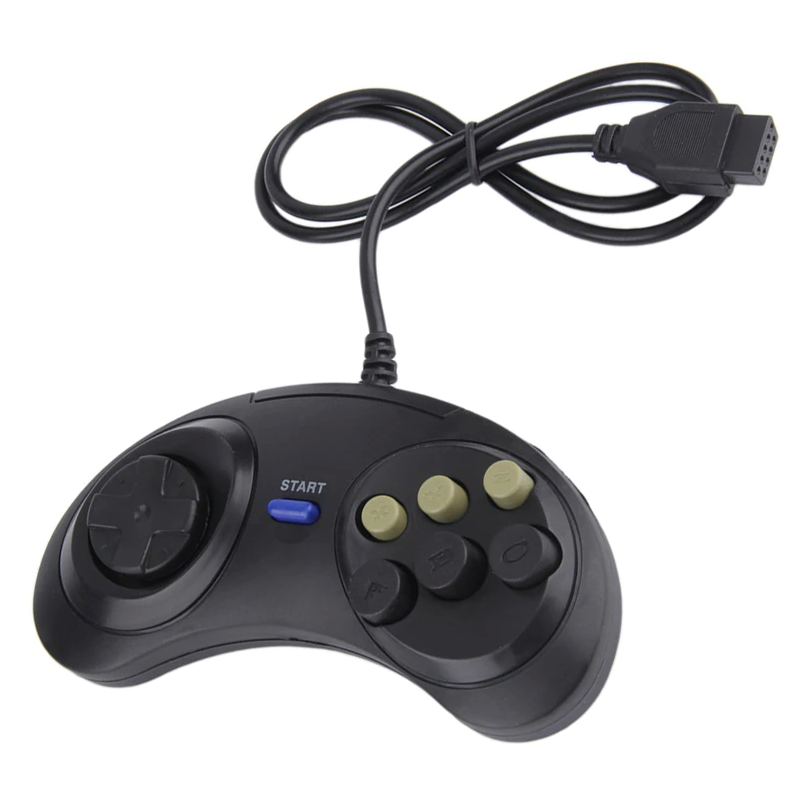 2X 6 Button Game Pad Controller For SEGA Genesis Black Old School ...