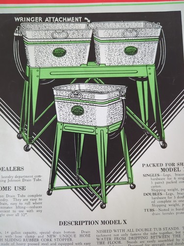Single Model X Double W.P. Johnson Laundry Tubs Sales Leaflet Des ...