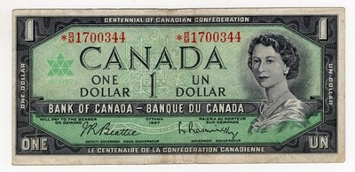 *1967* BANK OF CANADA ONE 1 DOLLAR REPLACEMENT BANK NOTE *BM 1700344 ...