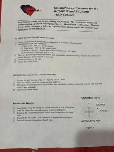 Large HD Steel Defibrillator Case Wall Mount Or Recessed w/Alarm & Key ...