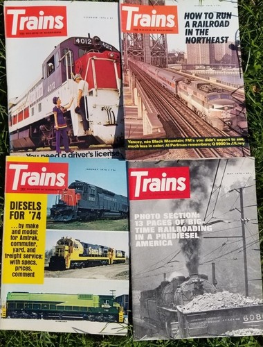 4 1970s TRAINS MAGAZINE, Railroading, Locomotives, Color/BW Photos ...