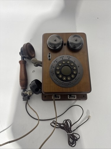 Country Wall Mount Vintage Retro Store Style Oak Wood Telephone Phone ...