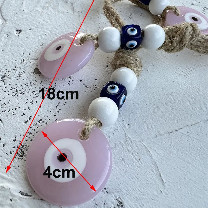 Women Good Luck Eye Round Shape Pink Glass Door Or Car Pendant ...