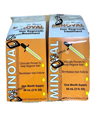 2 MINOVAL Hair Regrowth Treatment for Women and men 60ml / 2oz ...