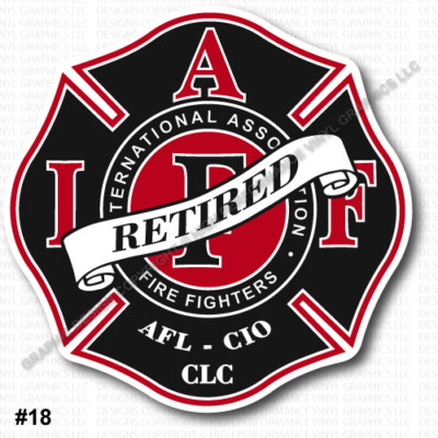 IAFF Firefighter HELMET Decal 2" RETIRED Sticker Black Red White ...