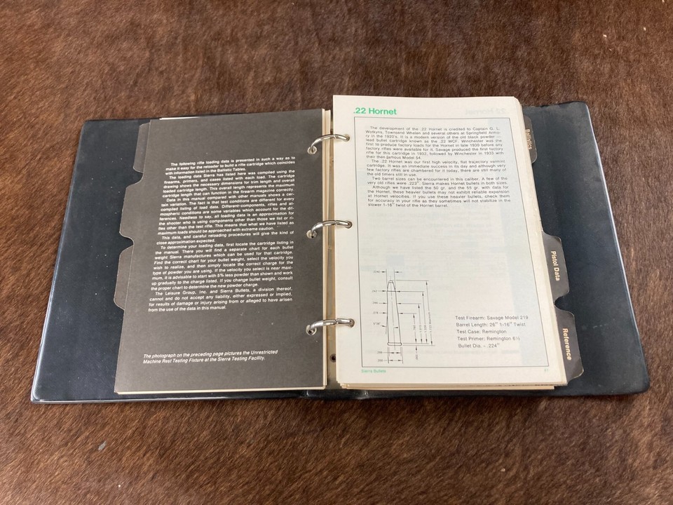 Sierra Bullets Reloading Manual Reference Book 3 Ring Binder Pistol ...