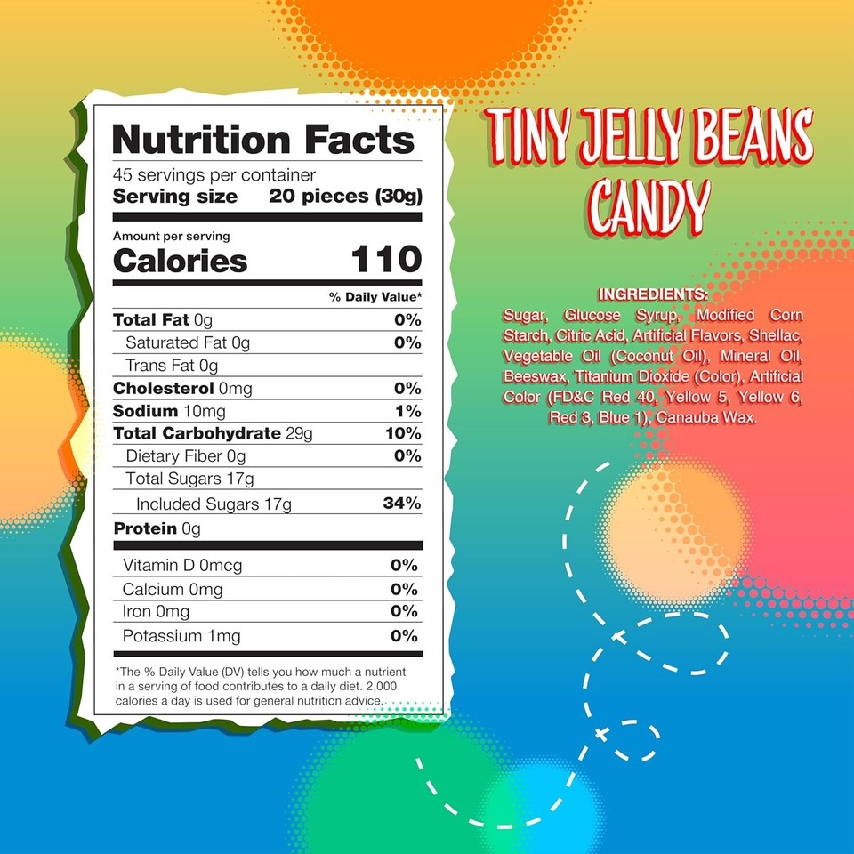Tiny Jelly Beans, Assorted Fruit Flavored Candy (Mini Size), 3-Pound ...