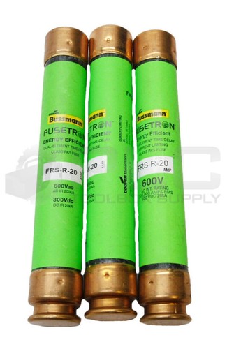 LOT OF 3 NEW BUSSMANN FRS-R-20 ENERGY EFFICIENT FUSE 20A 600VAC | eBay