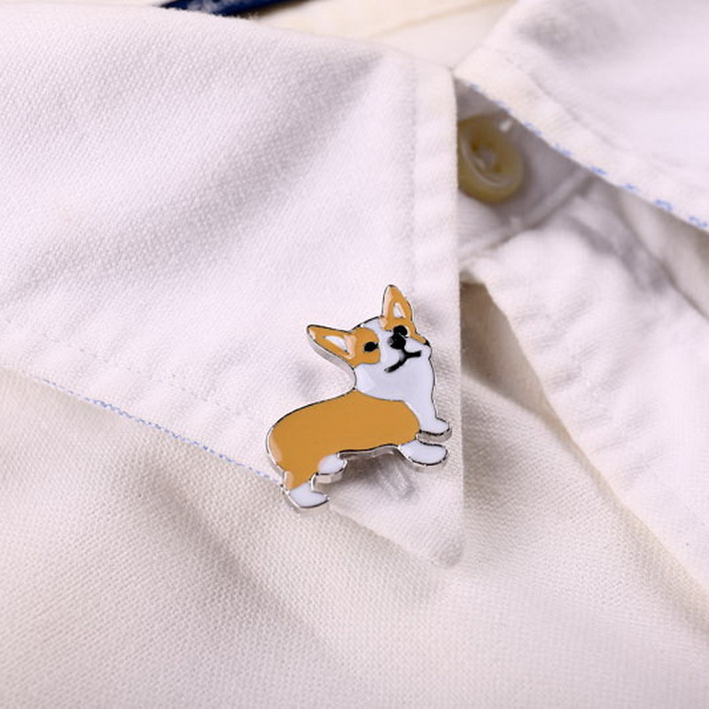 Tricolor Pembroke Welsh Corgi dog collar pin badge lapel brooch ...