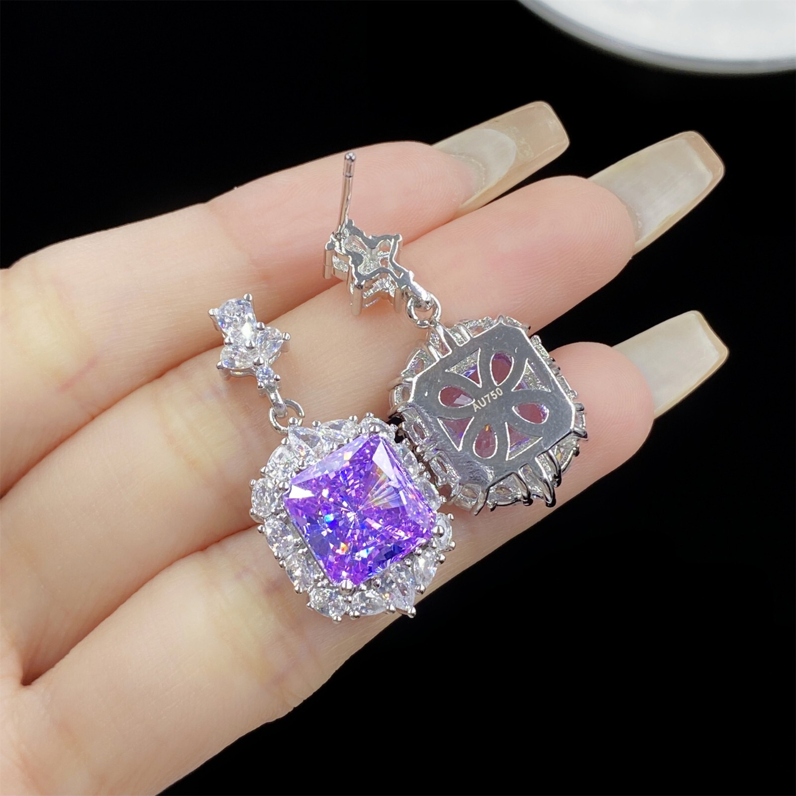 New 10mm Purple Kunzite Ice Flower Cut Gems Charm Women Silver Earring ...