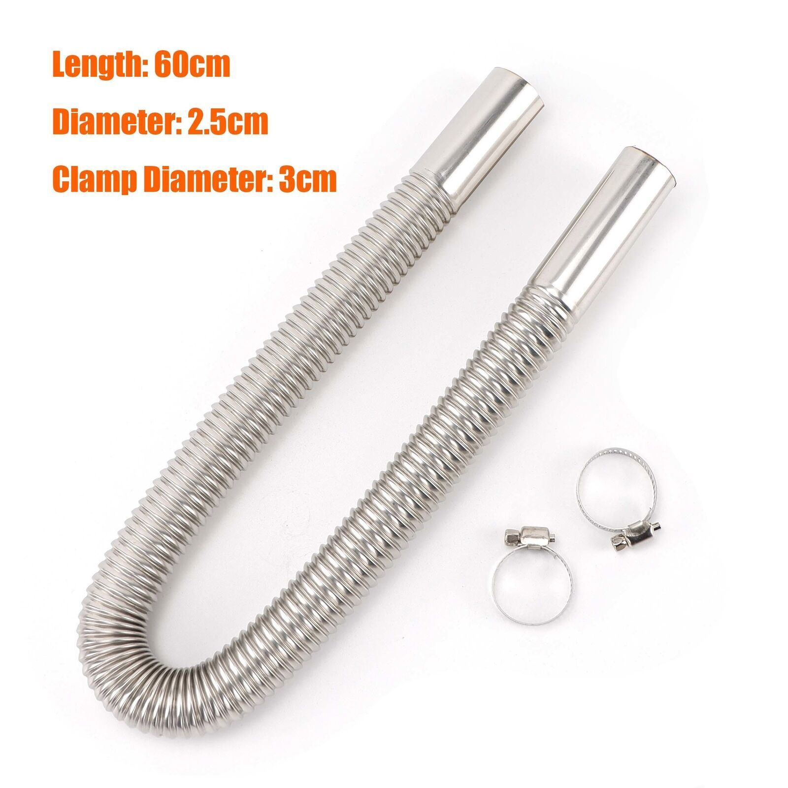 60cm - 300cm Air Diesel Heater Exhaust Pipe Gas Vent Hose extend Silver ...