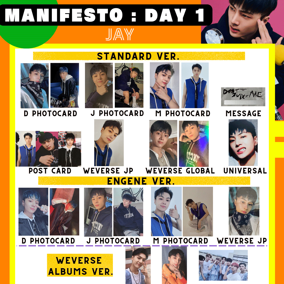 ENHYPEN JAY MANIFESTO : DAY 1 Photo card Enhypen Weverse ENHYPEN JAY MANIFESTO : DAY 1 Photo card Enhypen Weverse