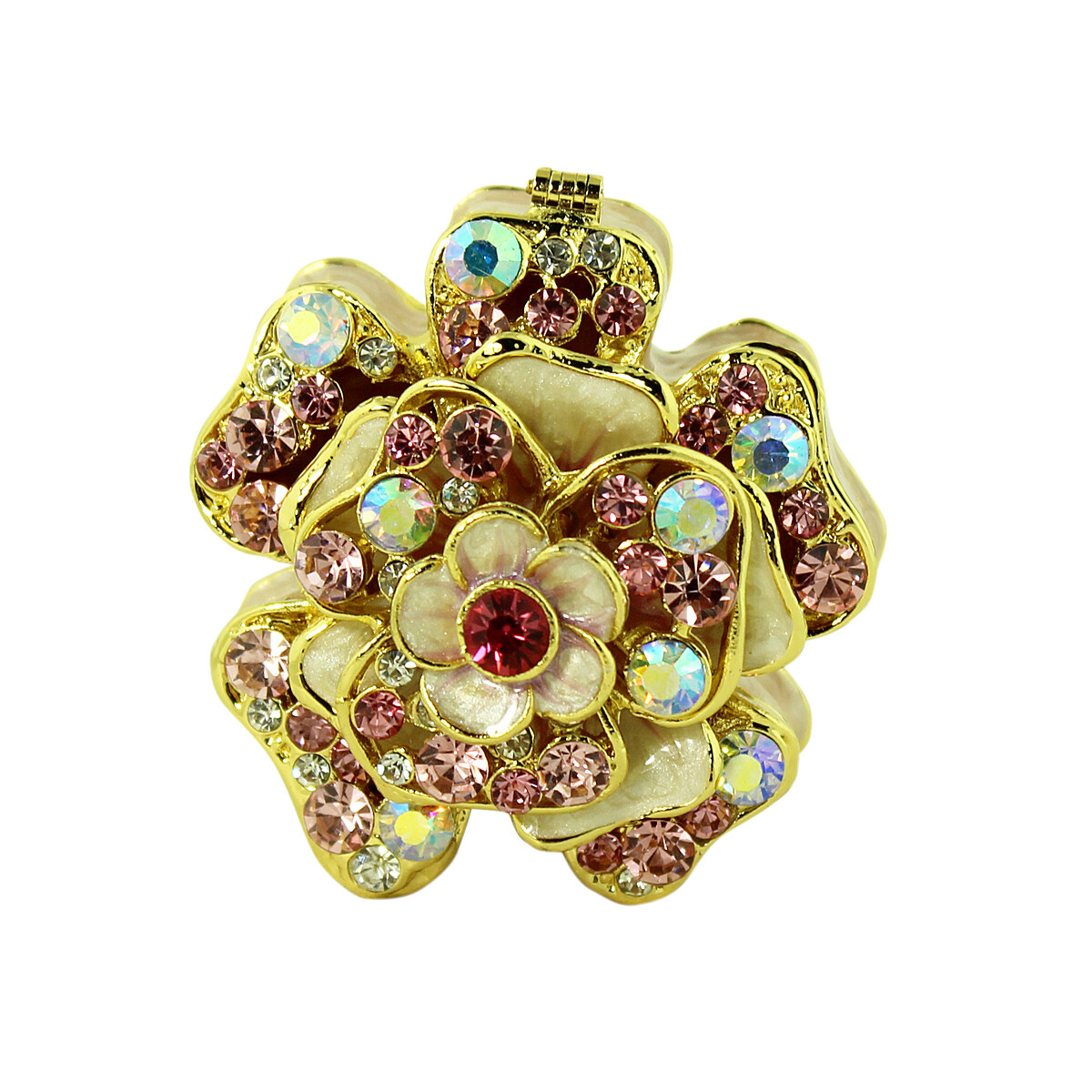 Pink Flower Trinket Box for Ring Jewelry Storage Gift Keepsake Crystals ...