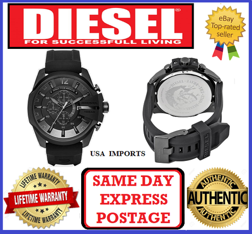 Diesel DZ4378 Mega Chief Black, Grey and Silicone Chronograph Mens ...
