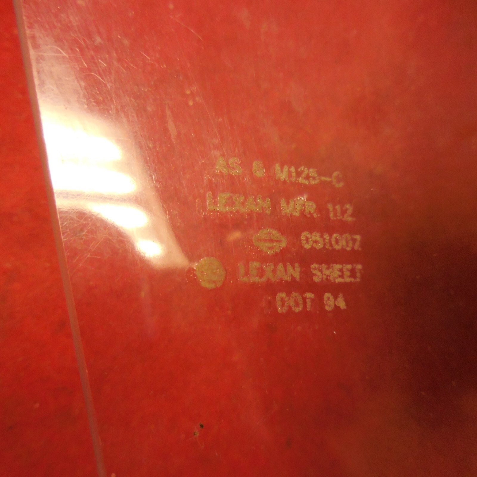 Harley Davidson Windshield AS 6 M125-C LEXAN MFR 112 LEXAN SHEET DOT 94 ...