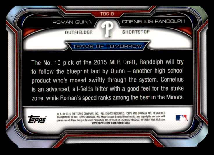 2015 Bowman Draft Cornelius Randolph/Roman Quinn Teams Tomorrow Die ...