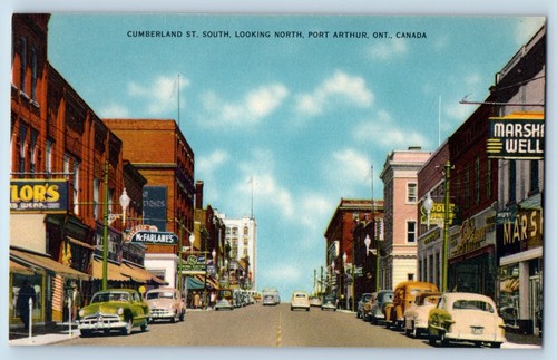 c1940 Port Arthur Ontario Canada Postcard Cumberland St. South Looking ...