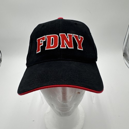 FDNY Black With Red Brim Adjustable Strap Baseball Cap Hat 2006 100% ...