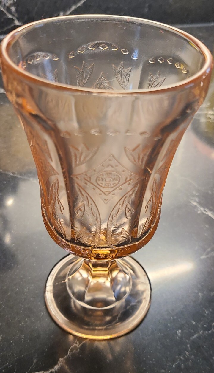 Mint~indiana Glass~4 Pink Water Goblets~recollection Madrid~cottage