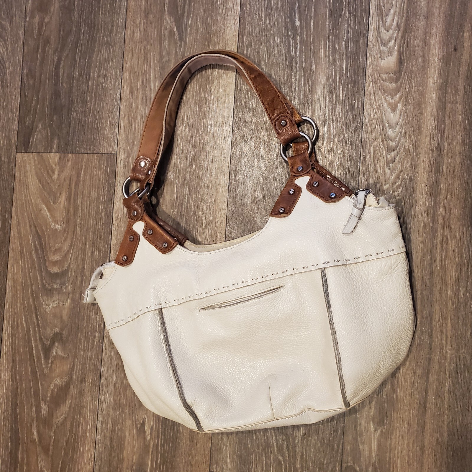 The Sak - Ivory Pebbled Leather Shoulder Bag Dark Bro… - Gem