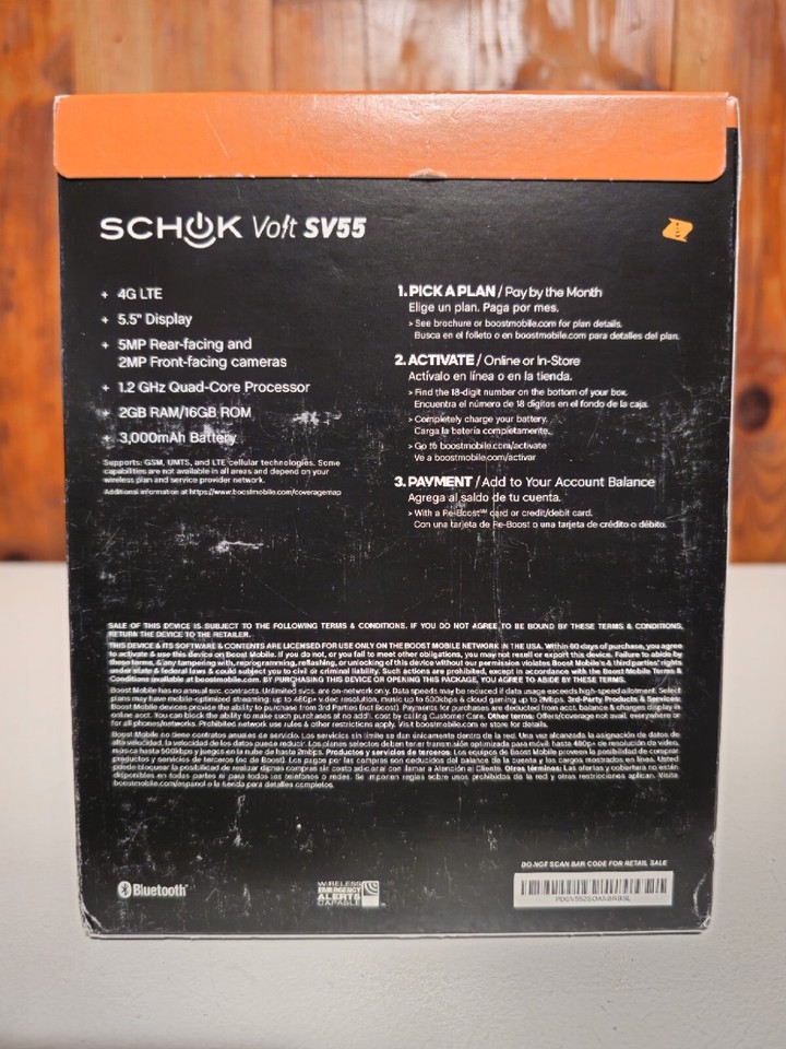 Boost Mobile Schok Volt SV55, 5.5" HD, 4G LTE, 16GB, Prepaid Smartphone ...