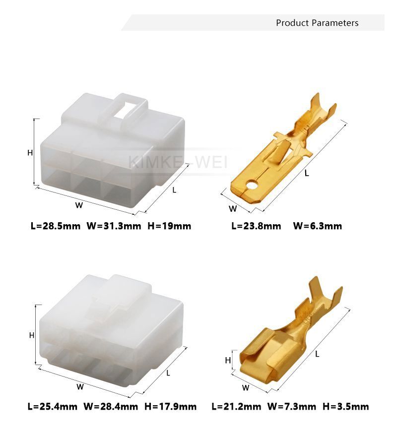 6 Pin/Way 6.3mm Electrical Multi Connector Plug Kit For Car Motorcycle ...