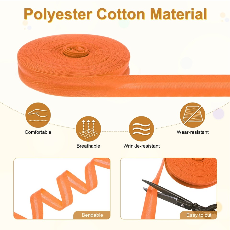 Double Fold Bias Tape (5/8 Inch x 10 Yards, Orange) - Bias Binding Tape ...