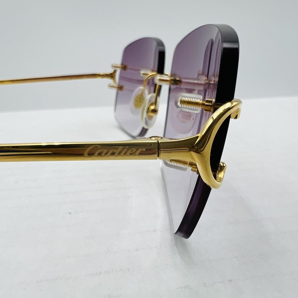 Vintage Cartier Scala 18k Gold C DECOR Sunglasses With Custom Purple ...