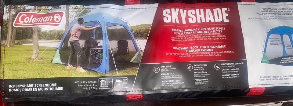 Coleman Skyshade 8 x 8 ft Screen Dome Canopy - Blue 8' x 8' Screen Dome ...