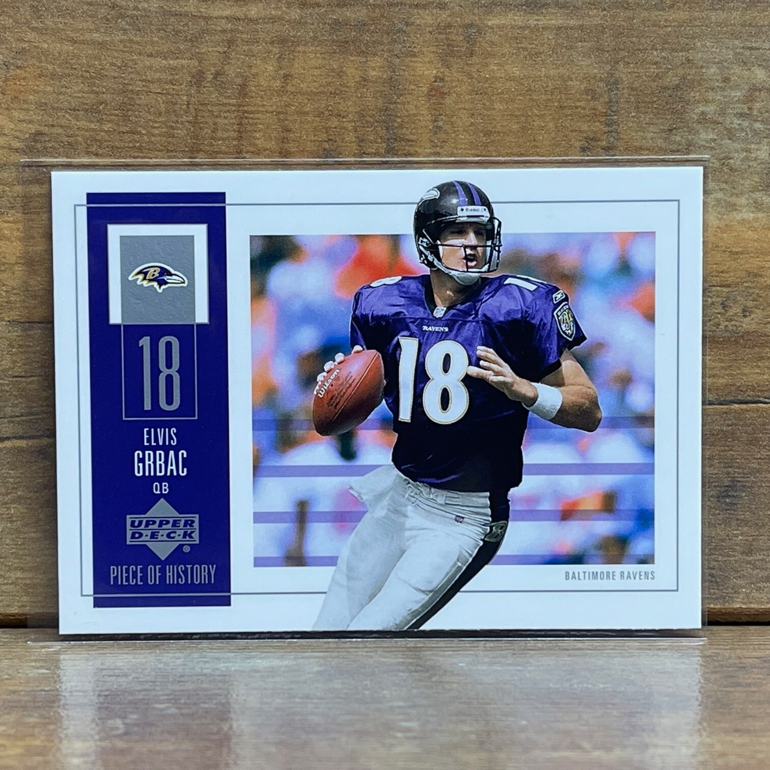 2002 UD Piece of History Football Card #6 Elvis Grbac Baltimore Ravens ...