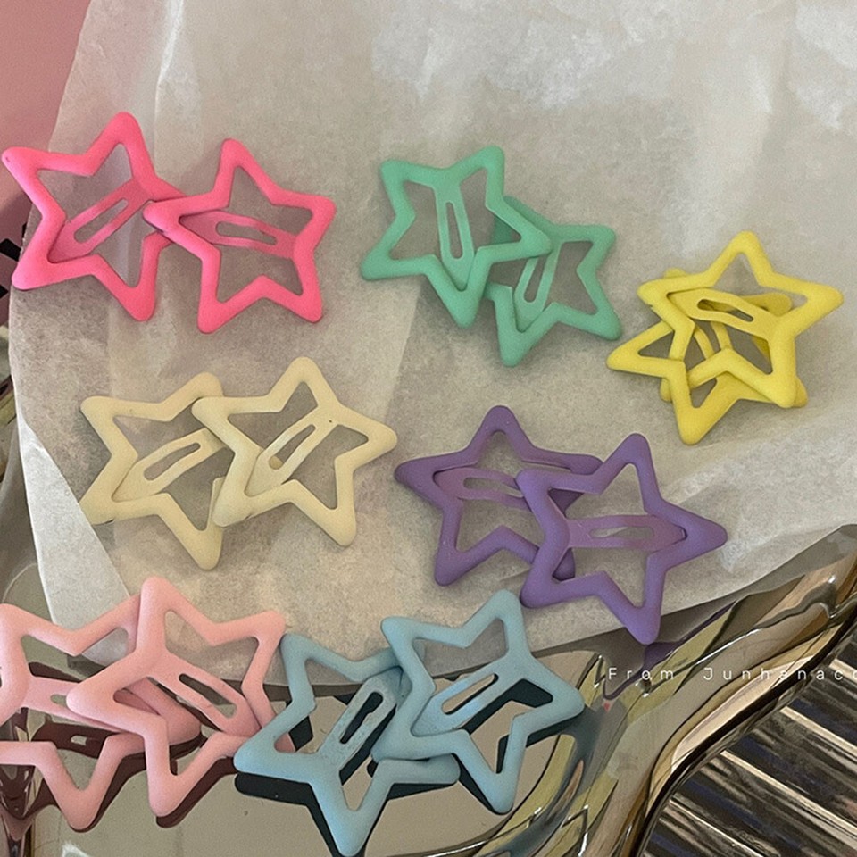 Star-shape Metal Snap Hair Clip Solid Color Pentagram Hairpin Headwear ...