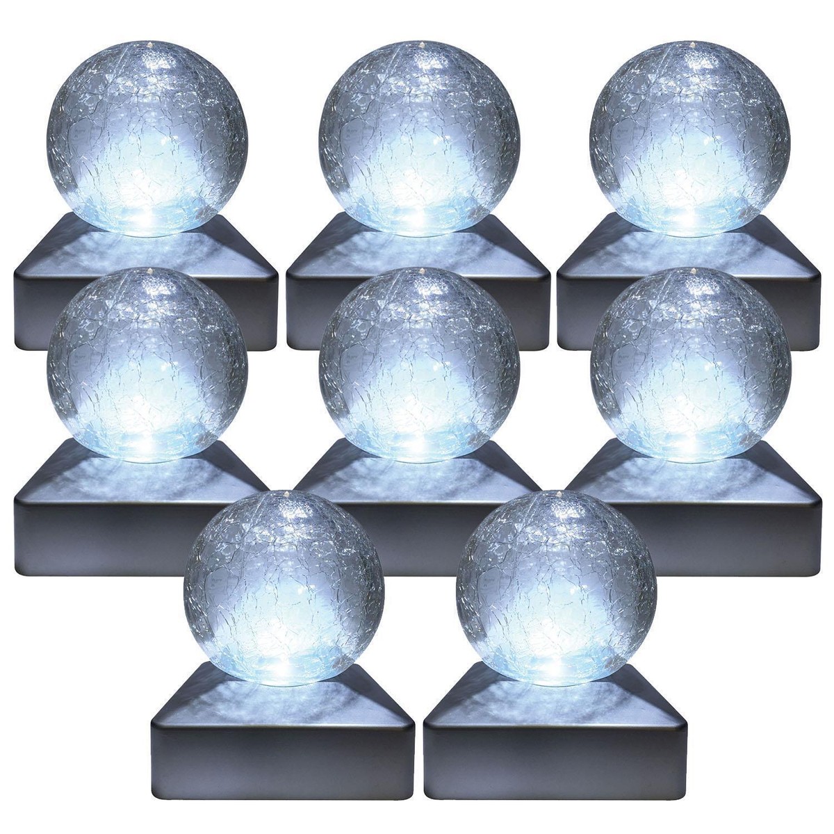 White Crackle Glass Solar Globe Light PENGXIANG Solar Garden Ball