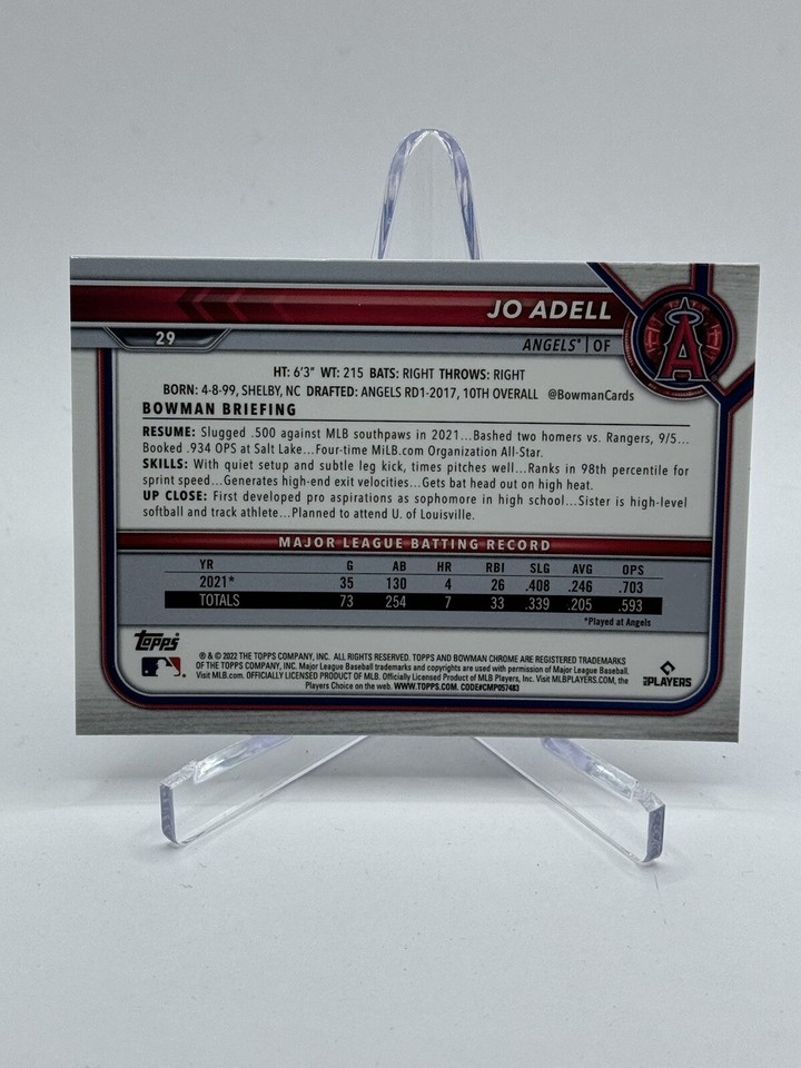 2022 Bowman Chrome Sapphire Edition Jo Adell #29 Angels Baseball Card ...
