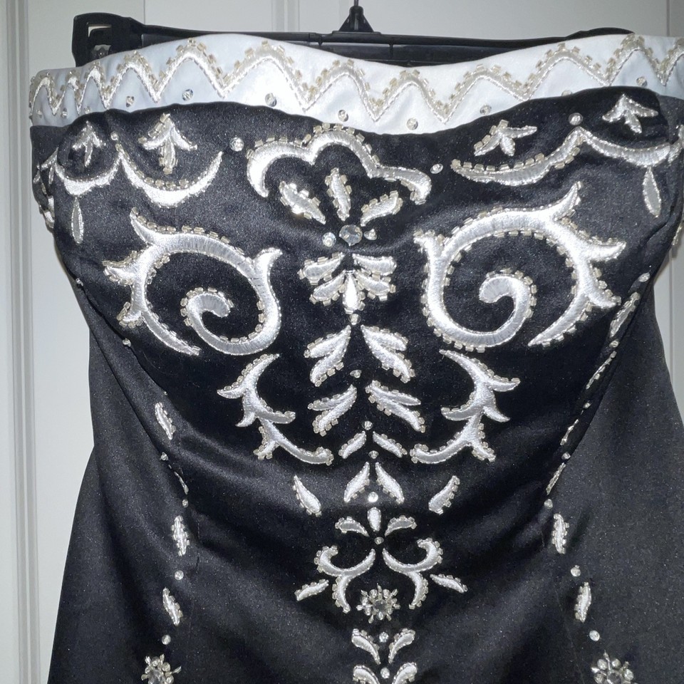 Niki Livas Y2K Black Strapless Corset Prom Dress Beaded Size 4 Formal ...