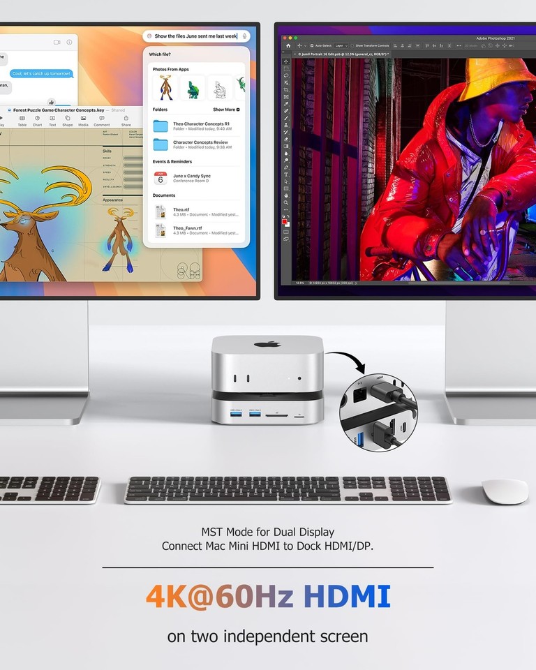 Mac mini M4 Dock, Docking Station Dual Monitor Mac mini Accessories USB ...