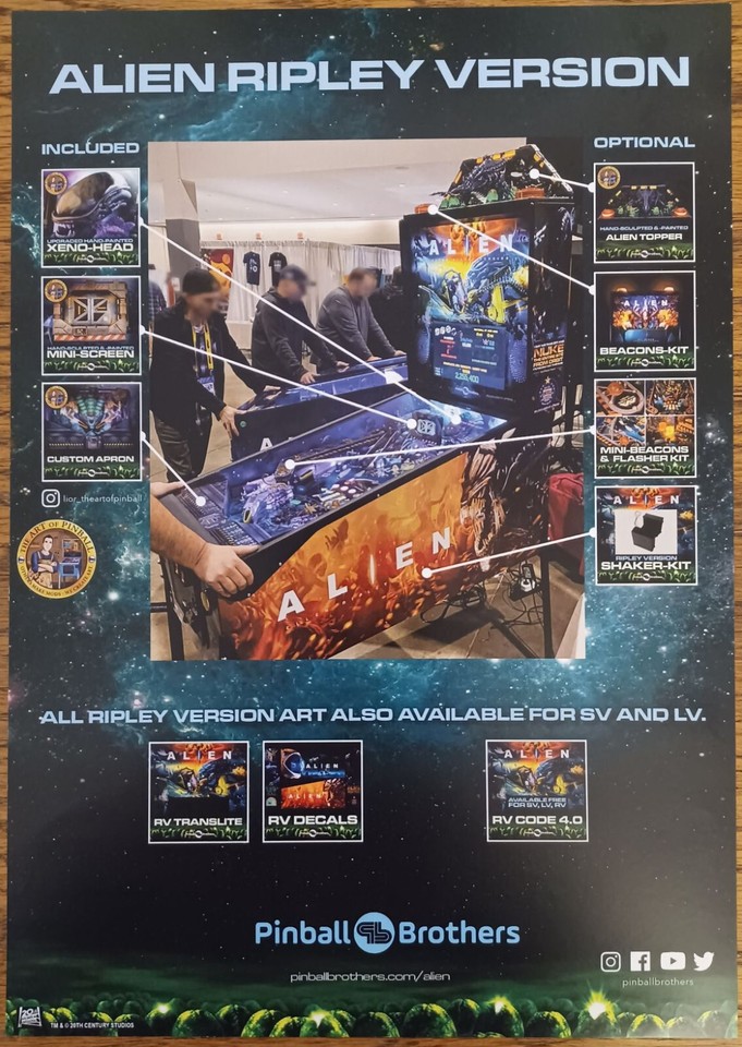 ALIEN RIPLEY VERSION by Pinball Brothers pinball flyer | eBay