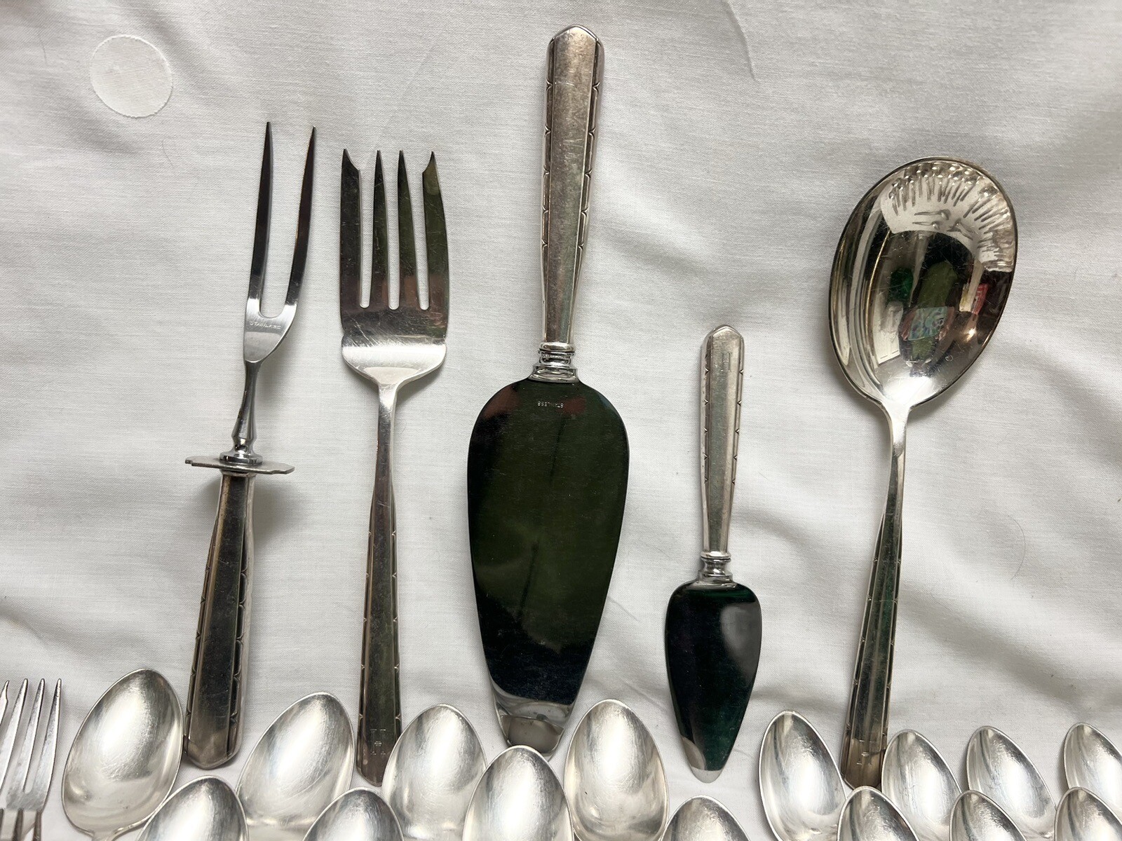 Vintage GORHAM PAT. Silverware Silverplate Set Monogram H 54 PCs ...