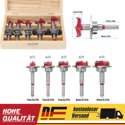 5-tlg Forstnerbohrer Set Ø15-35mm Bohrer Holzbohrer Astlochbohrer SUPER ...