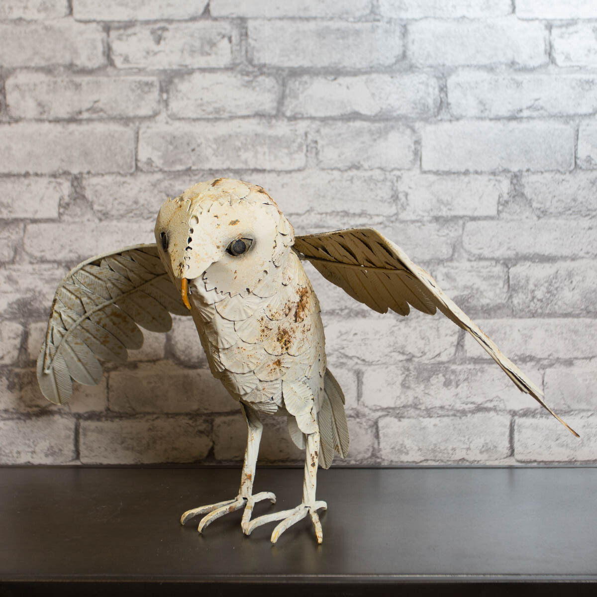 Owl Flying Garden Lawn Patio Ornament Metal Gift Present Statue Bird In ...