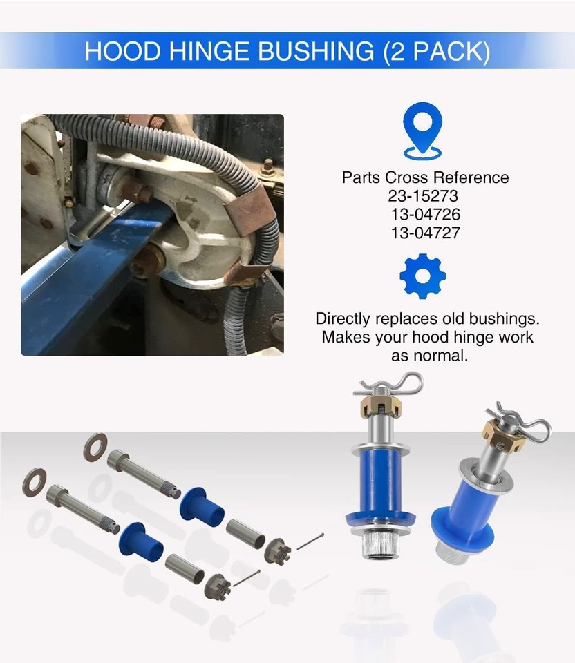 Engine Hood Pivot Bolts Bushings Kit + Hood Roller Bushings for ...