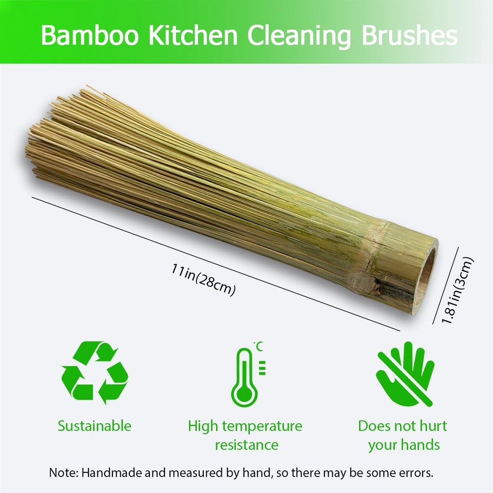 2-Pack Natural Cleaning Brush Set Heavy Duty Wok Scrubber for Cast Iron ...