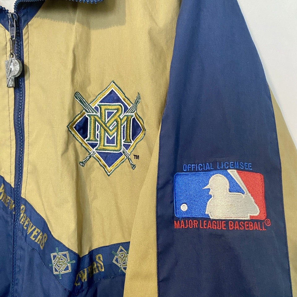 VINTAGE MILWAUKEE BREWERS MLB BASEBALL WINDBREAKER JACKET PRO PLAYER ...